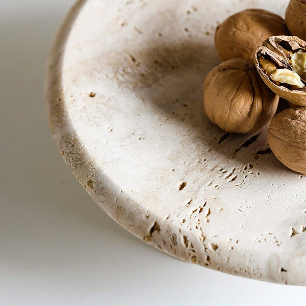Round Travertine Tray - Ophelia – Soulscape